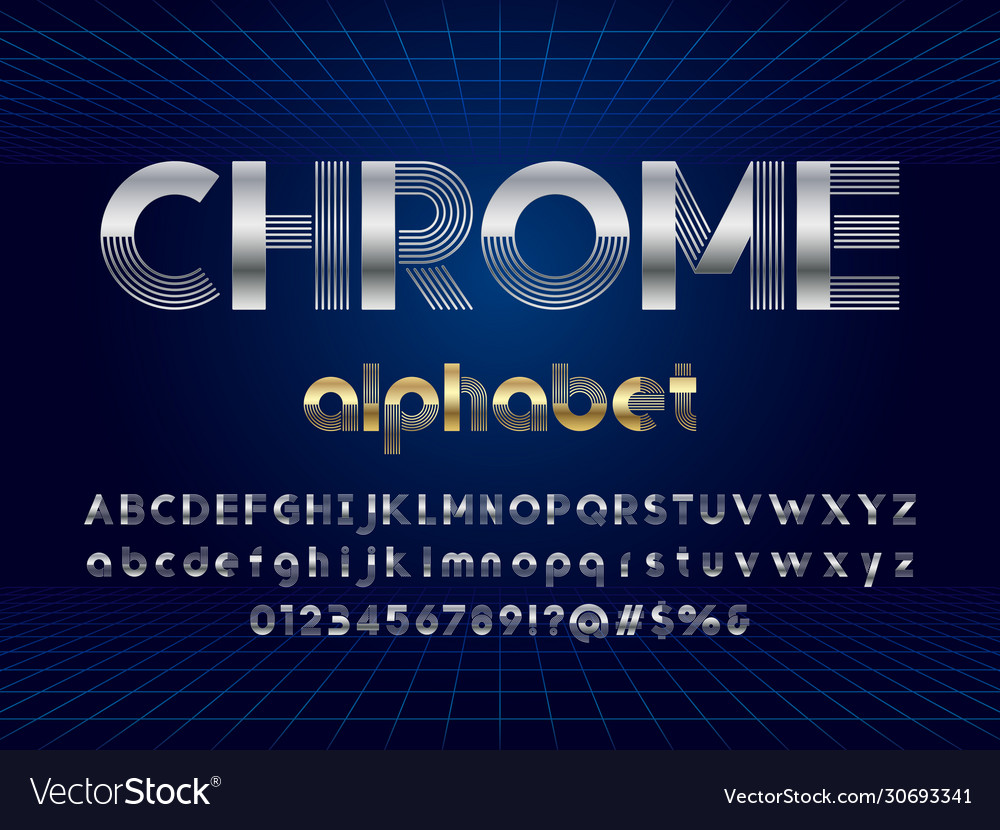 Chrome font Royalty Free Vector Image - VectorStock