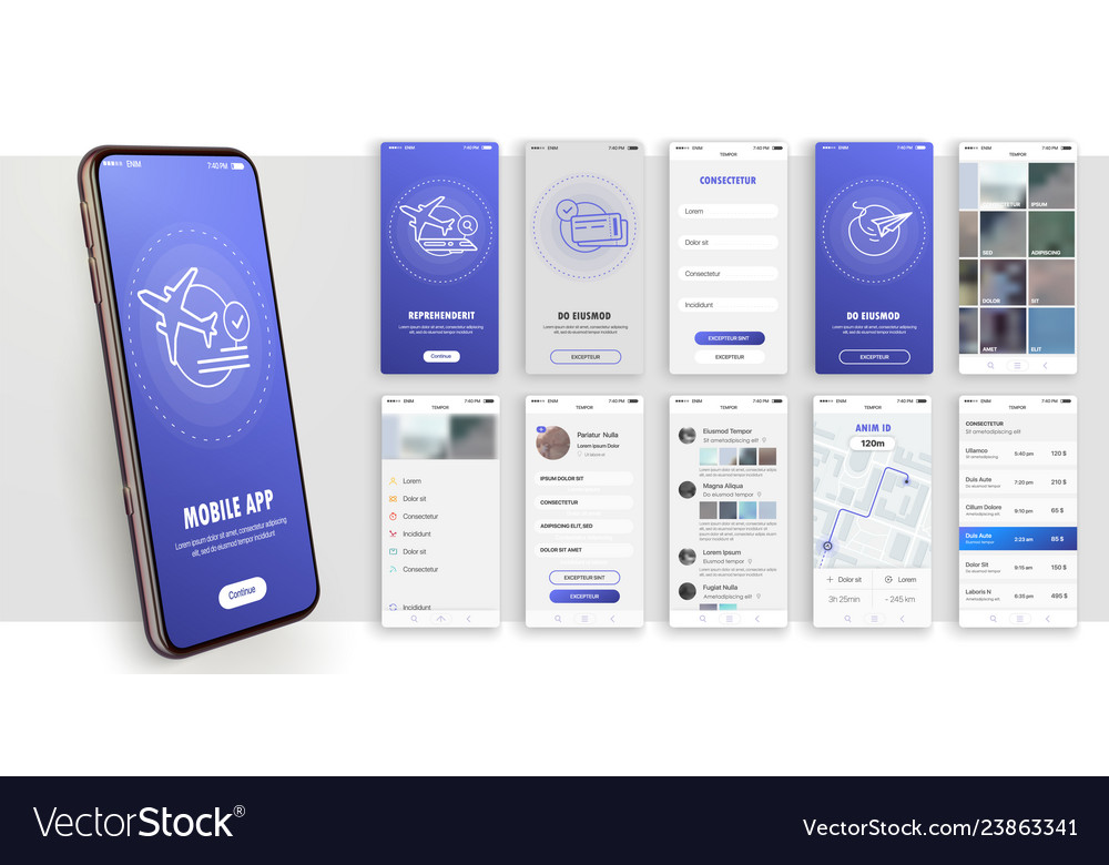 Design mobile application ui ux Royalty Free Vector Image