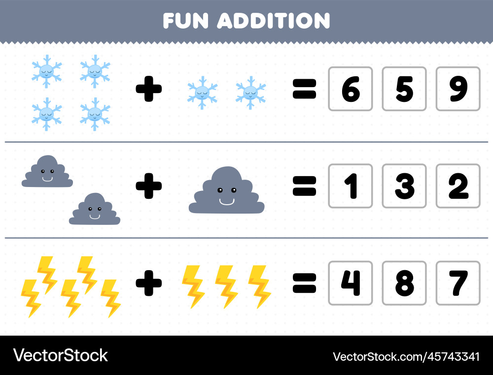 Education game for children fun addition by guess Vector Image