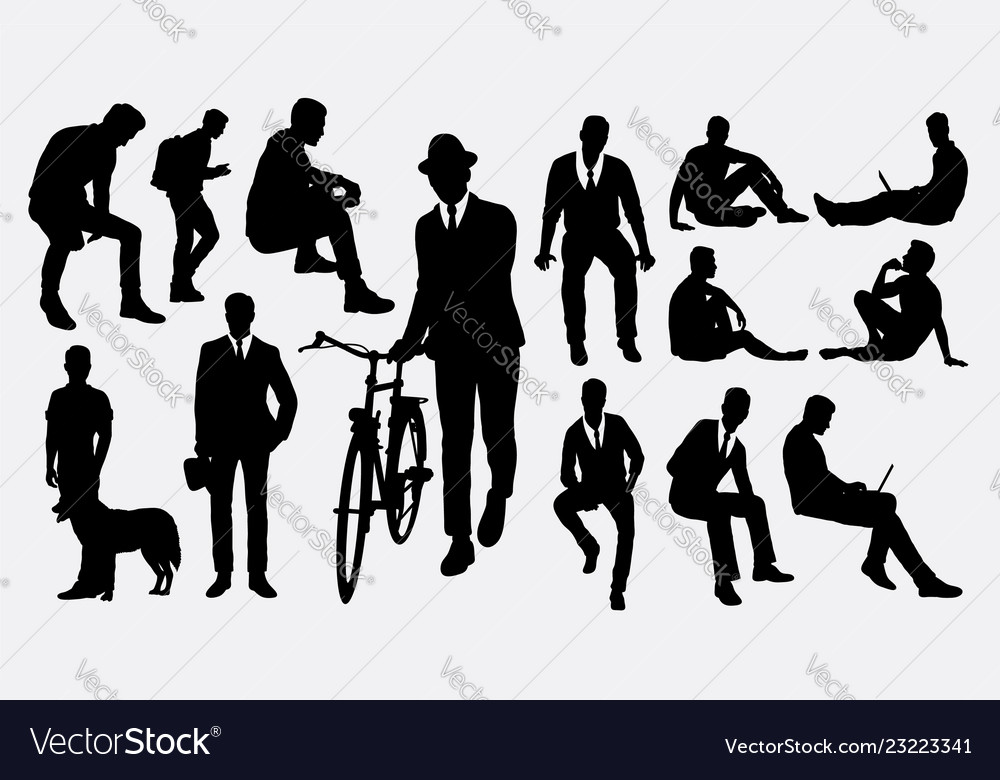 Man action silhouettes Royalty Free Vector Image