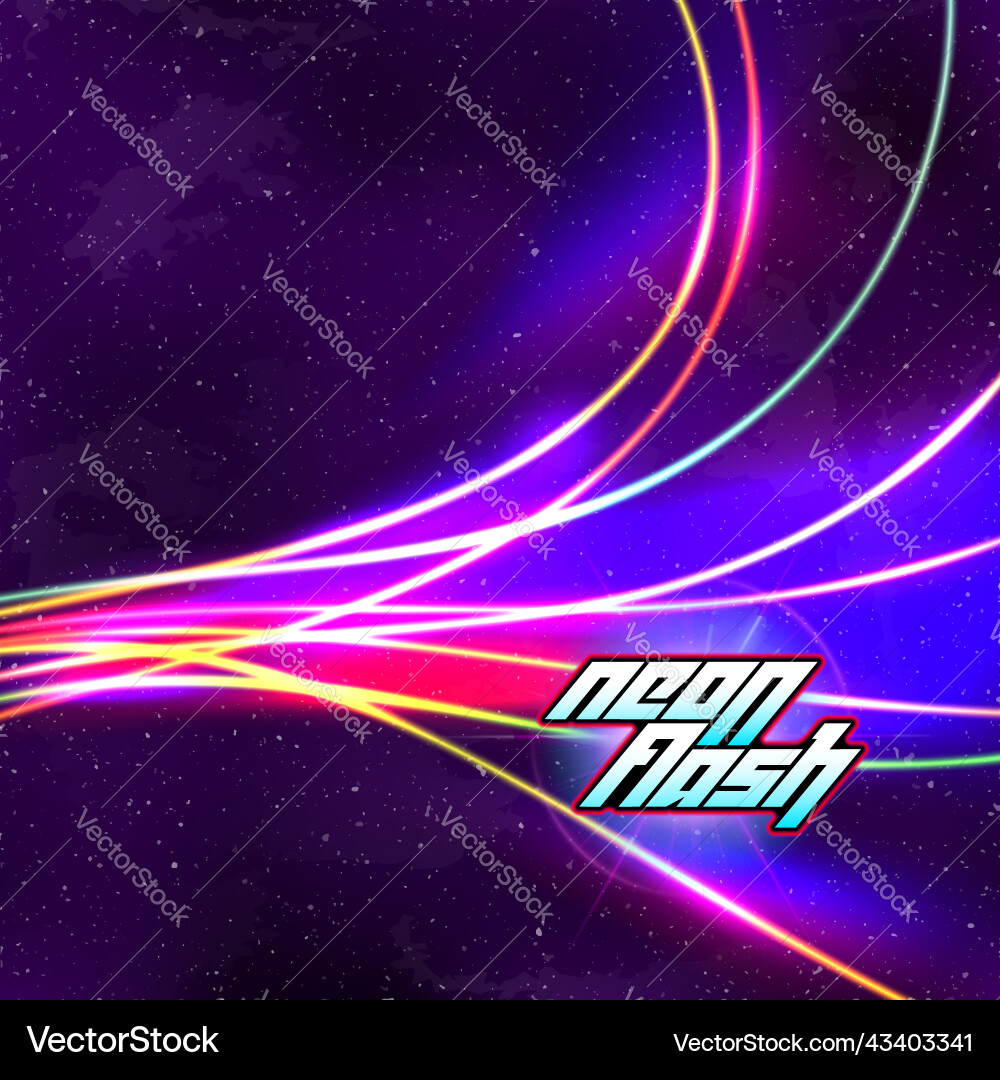 Neon lines new retro wave background with 80s vhs Vector Image