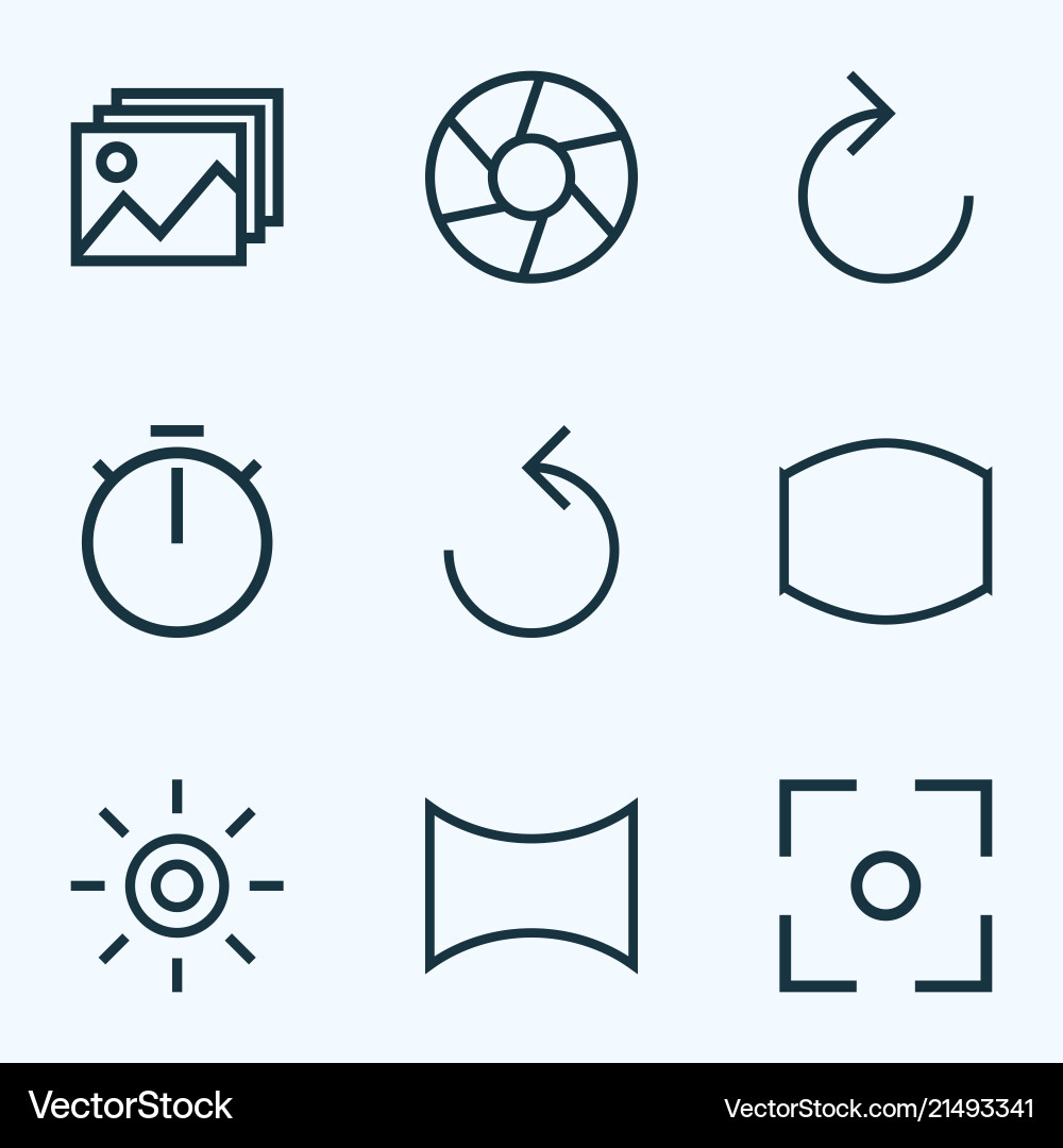 Picture icons line style set with capture wb Vector Image