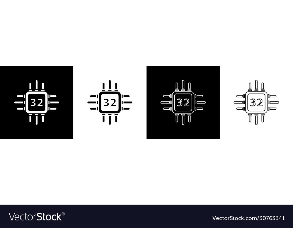 Set Computer Processor With Microcircuits Cpu Vector Image 6233