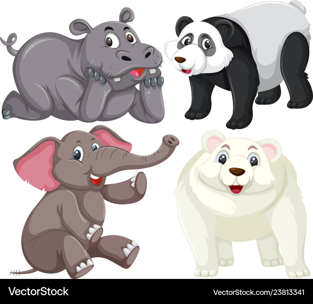 Set isolated animals Royalty Free Vector Image