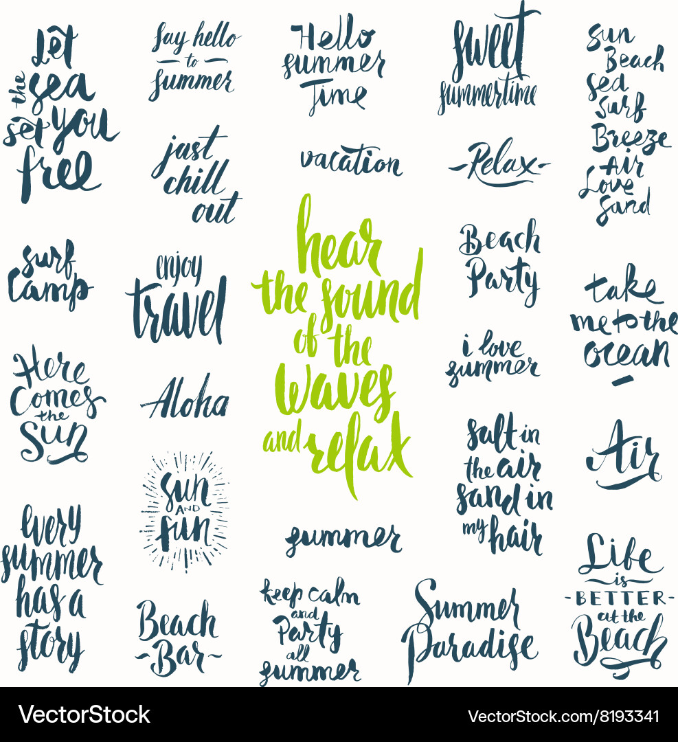 Set of hand drawn summer vacation calligraphy Vector Image