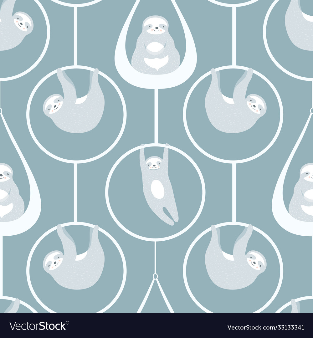 Sloth pattern seamless repeat animal Royalty Free Vector