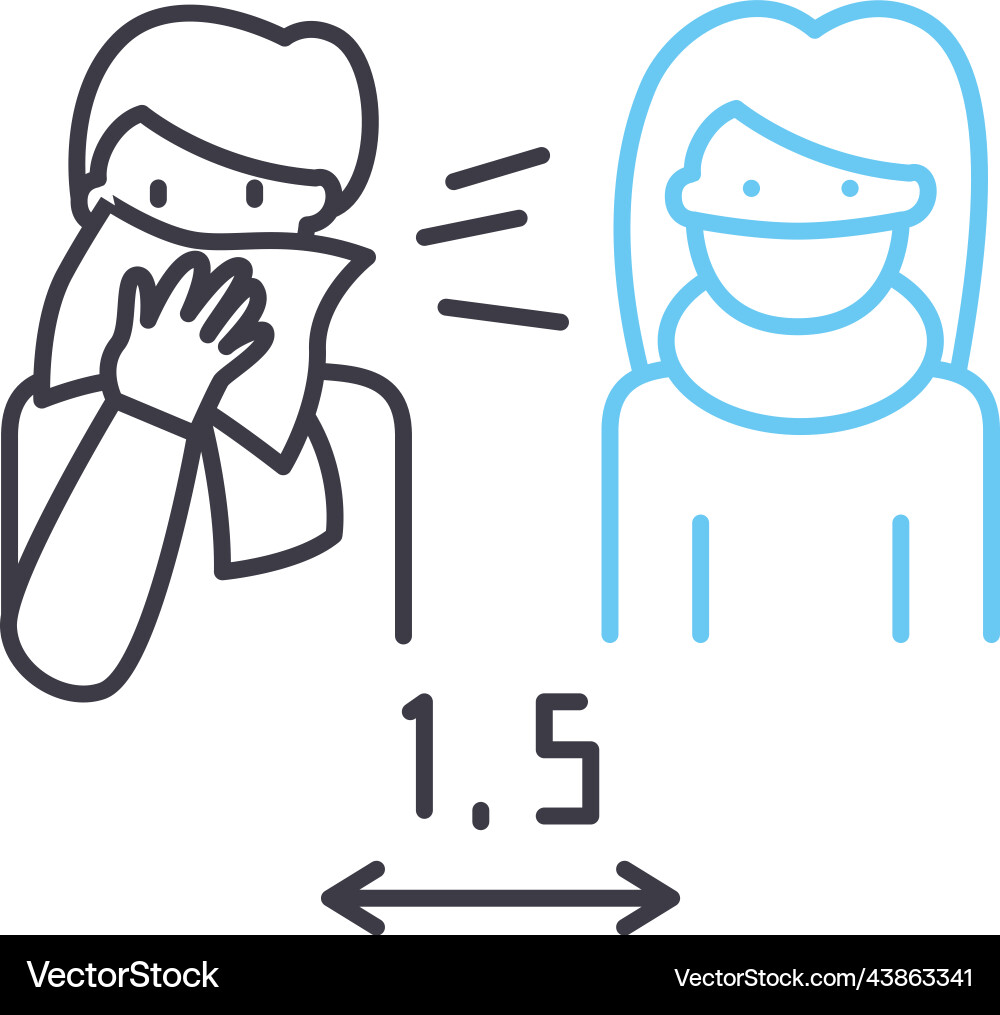 Social distancing line icon outline symbol Vector Image