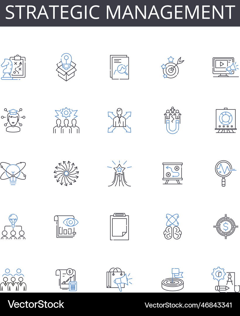 Strategic management line icons collection Vector Image