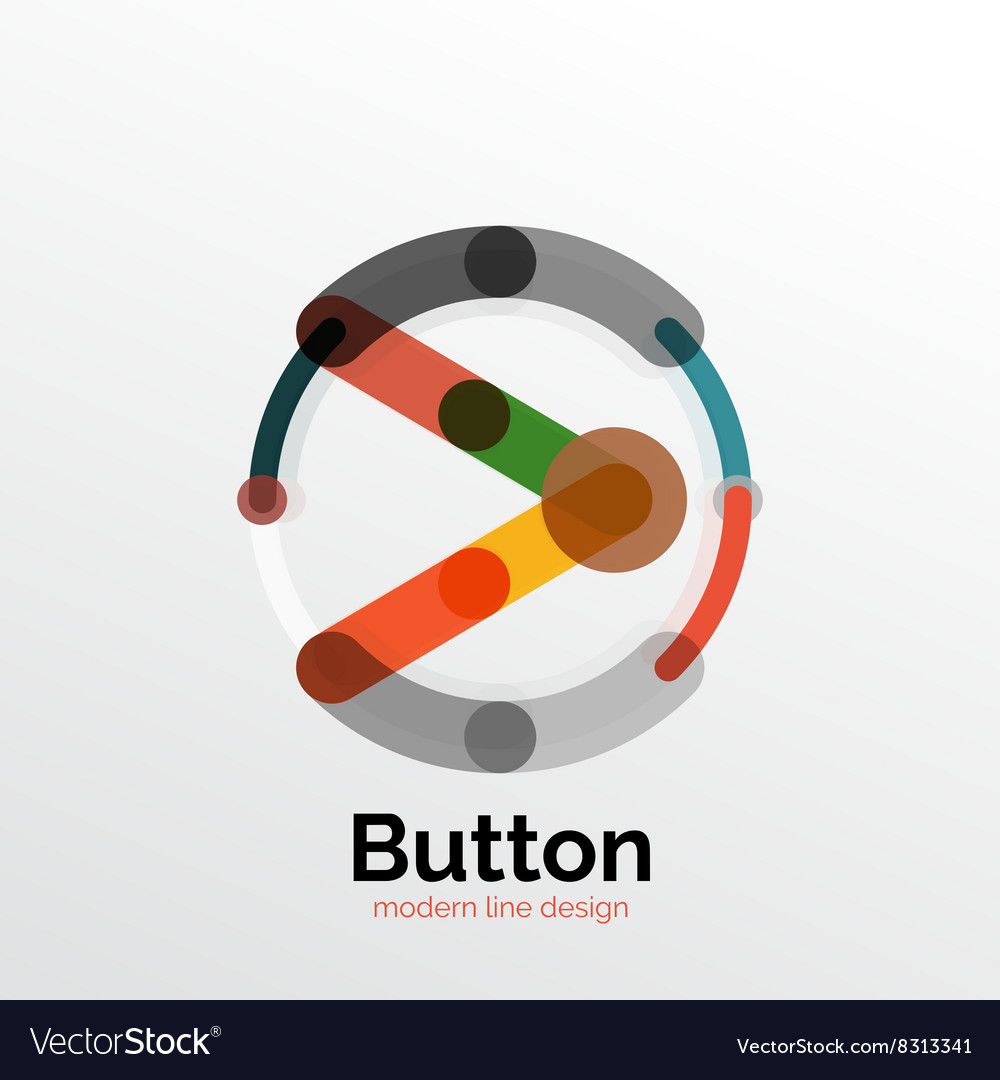 Thin line design geometric button flat Royalty Free Vector