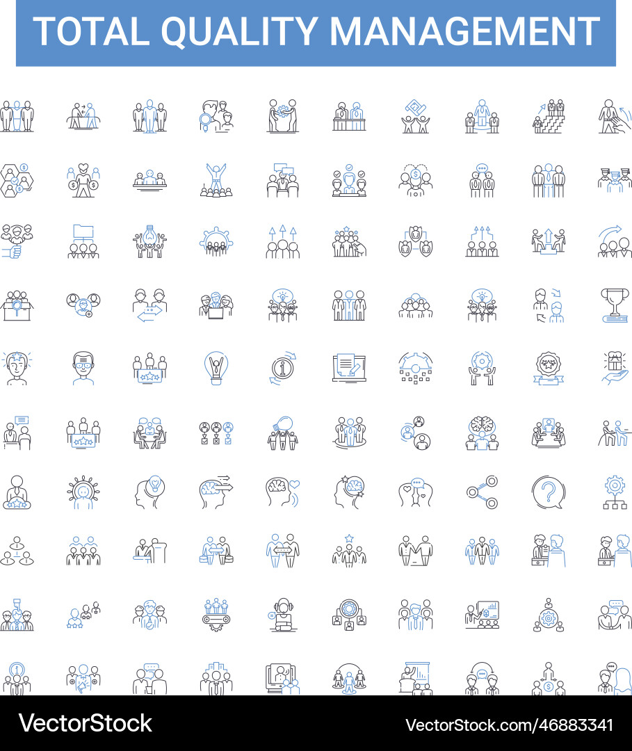 Total quality management outline icons collection Vector Image