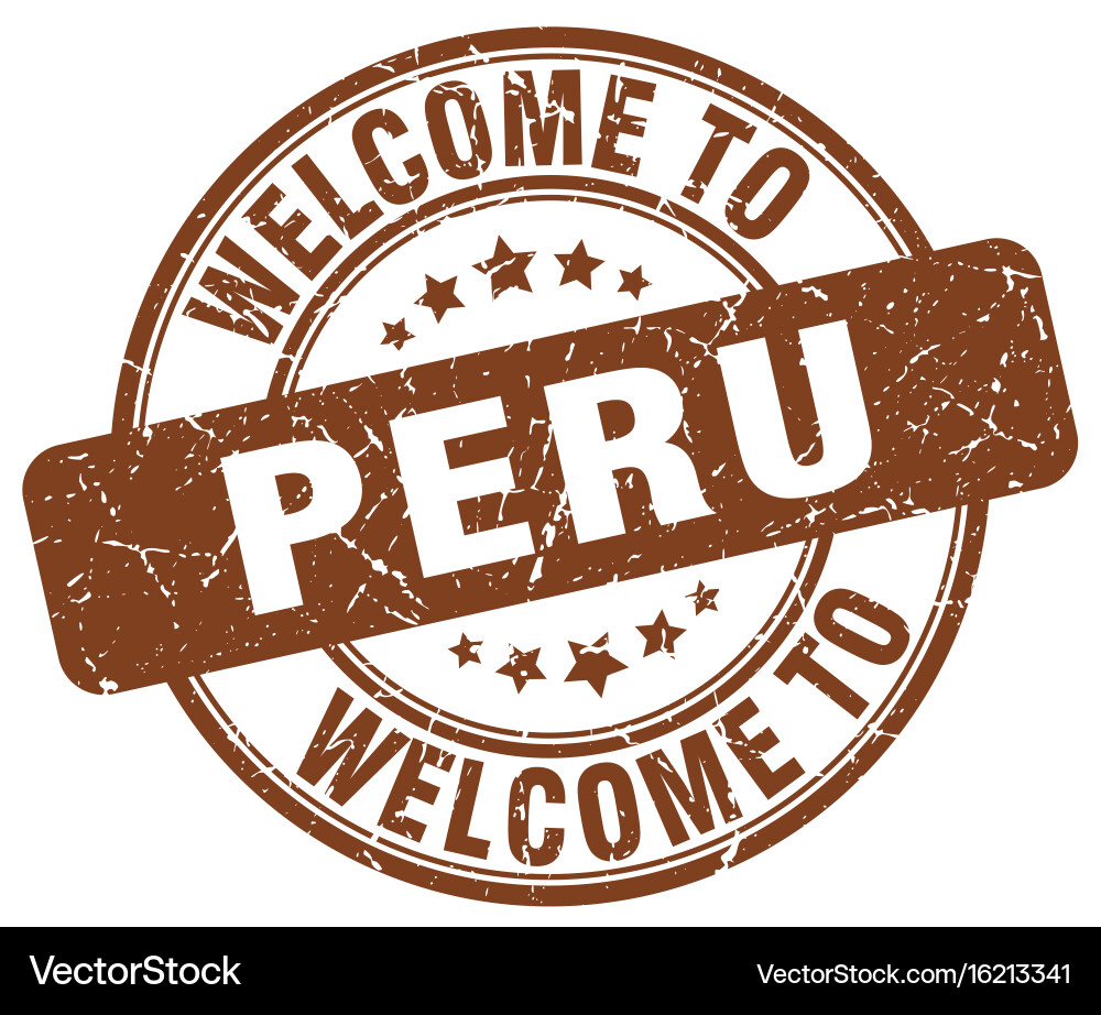 Welcome to peru brown round vintage stamp Vector Image