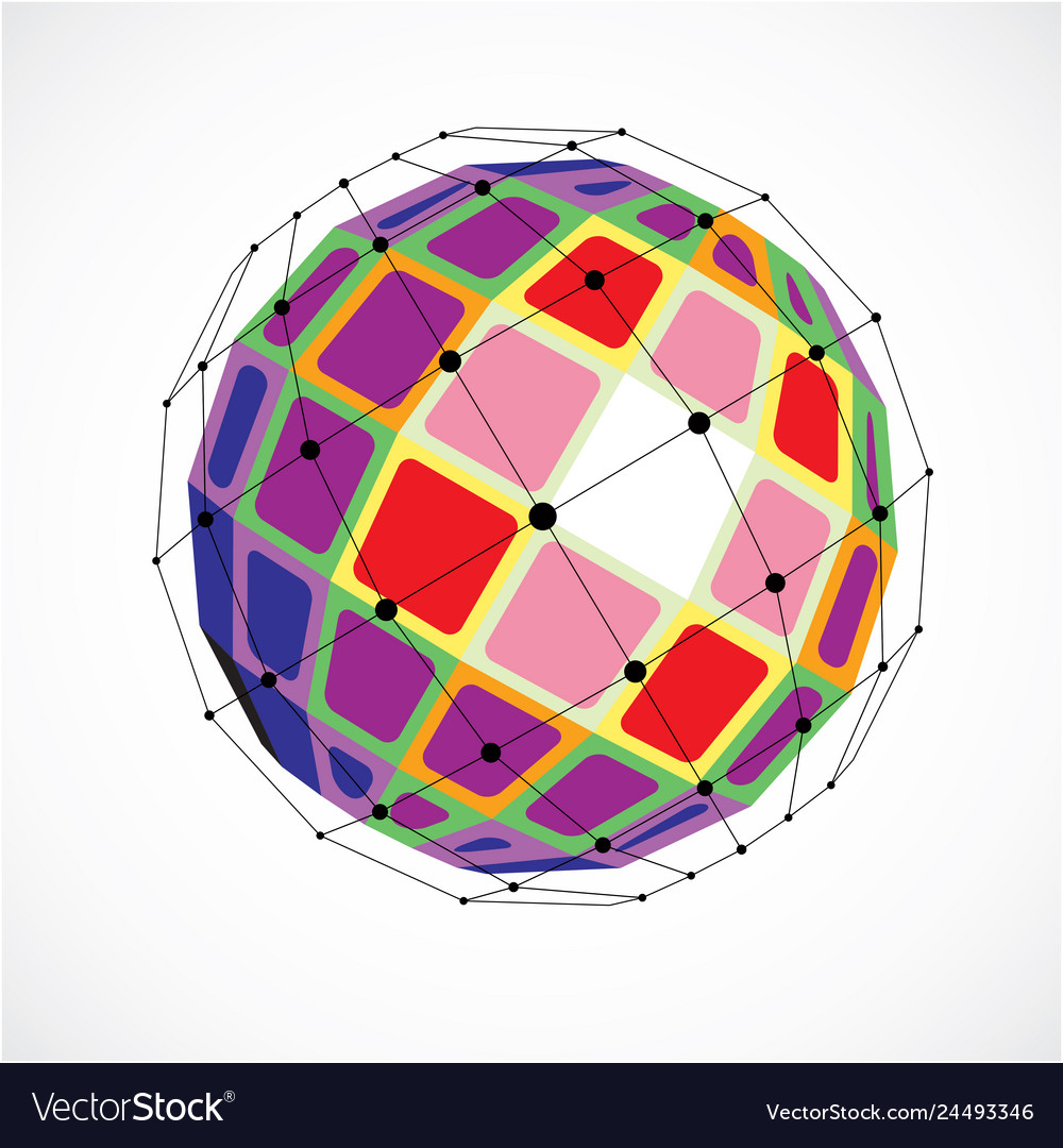 3d digital wireframe spherical object made using Vector Image