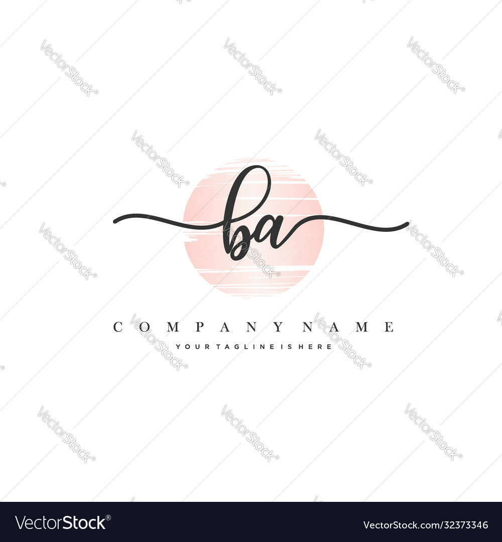 Ba initial handwriting logo Royalty Free Vector Image
