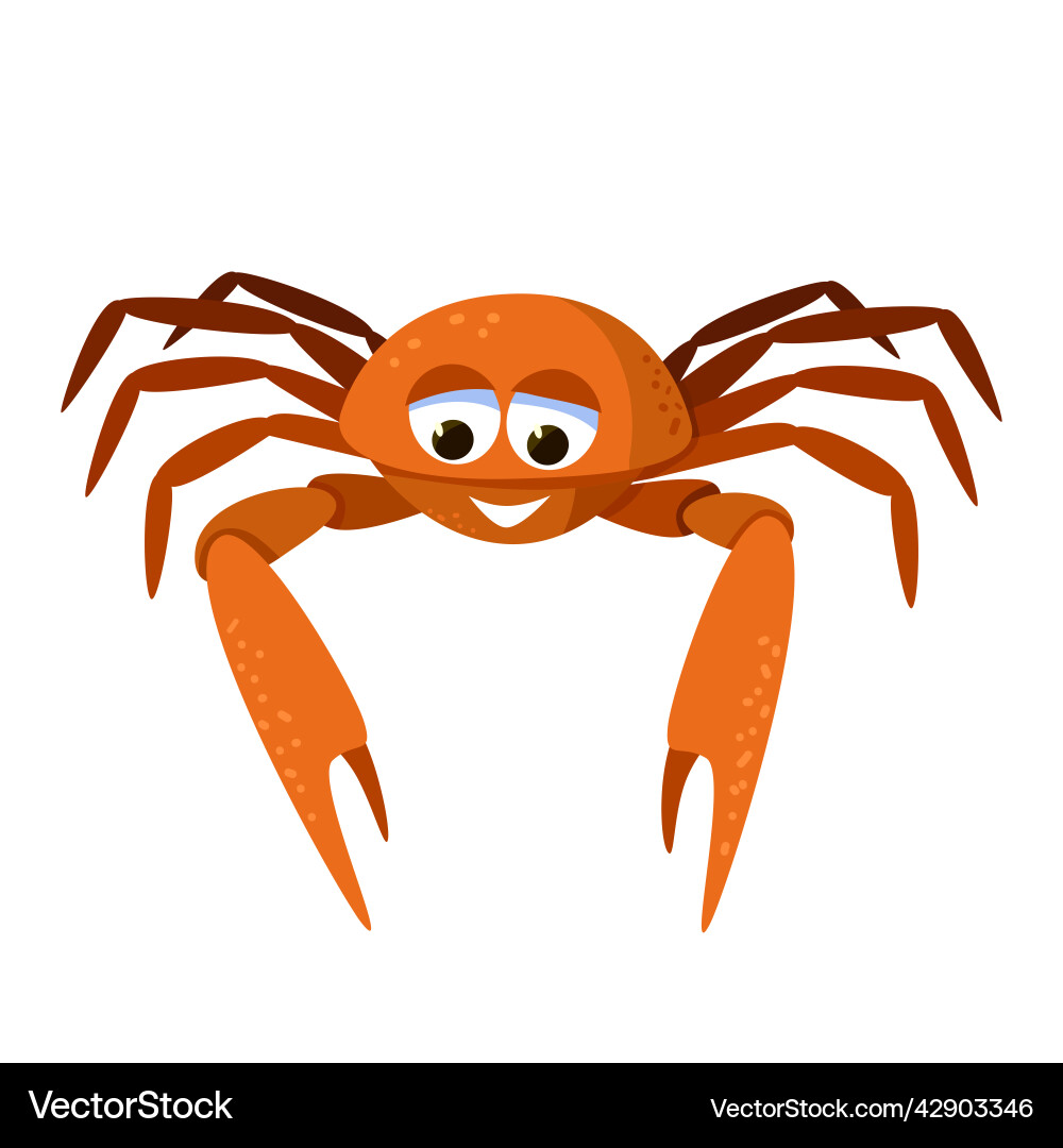 Cartoon cute crab marine broadly built decapod Vector Image
