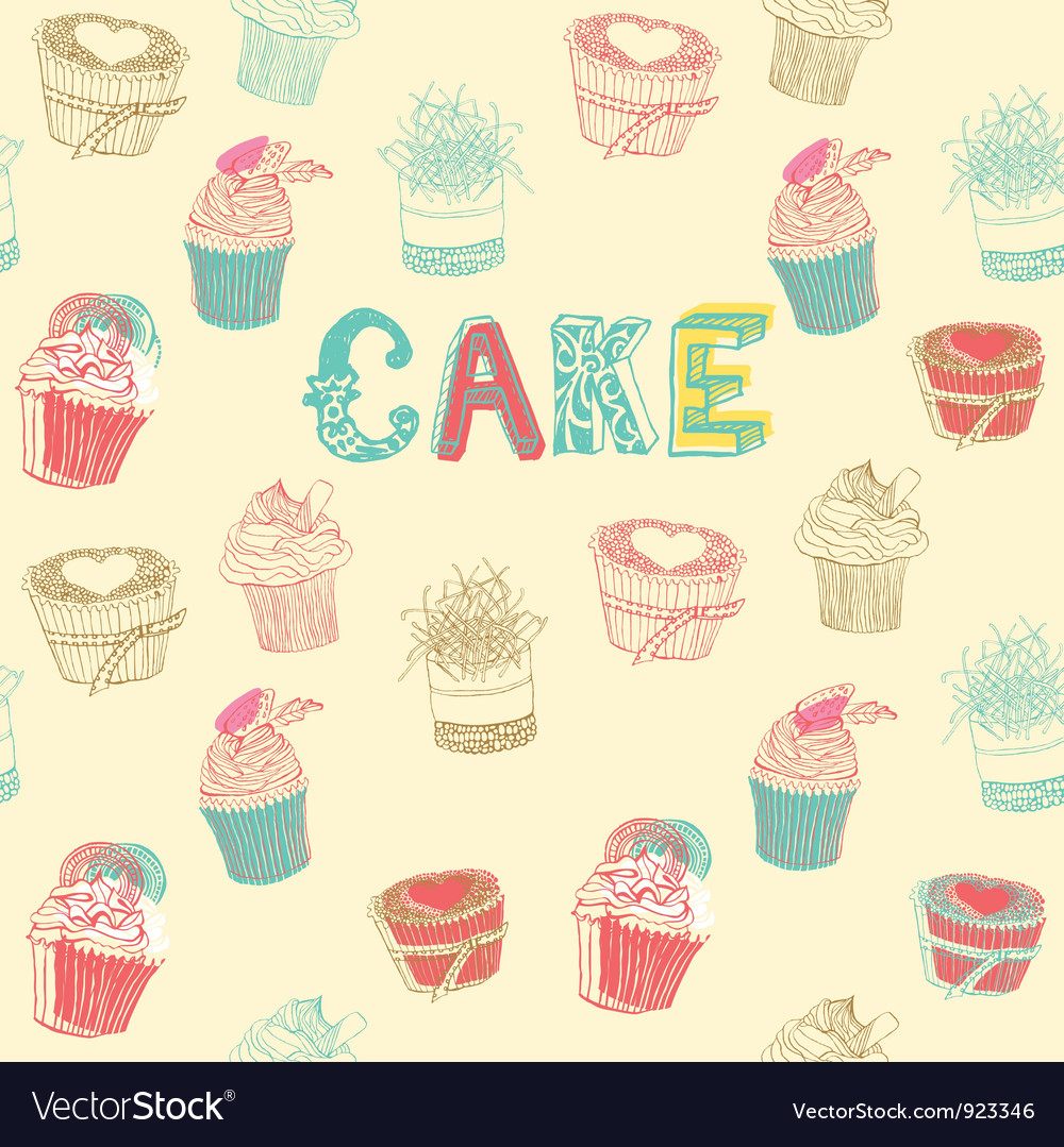 Cupcakes pattern background Royalty Free Vector Image