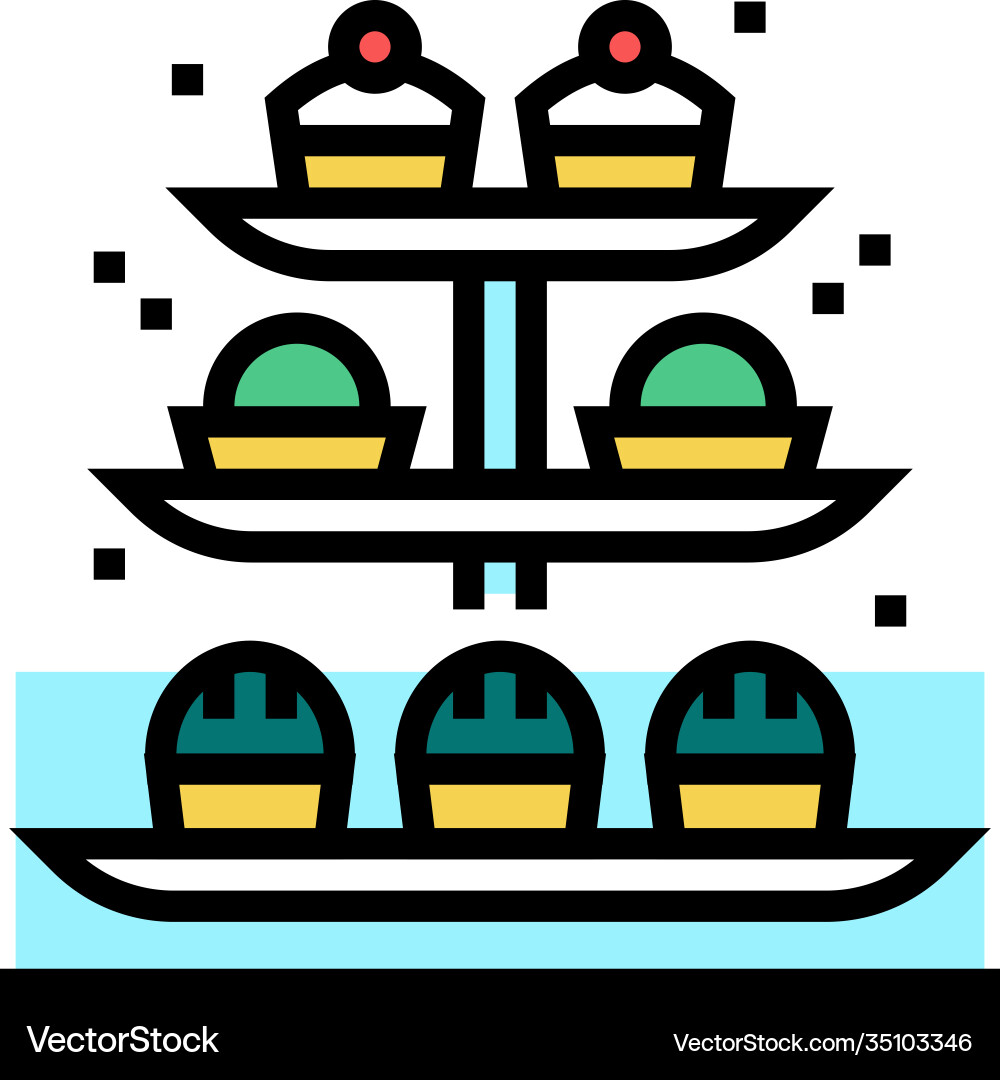 Desserts on tray color icon Royalty Free Vector Image