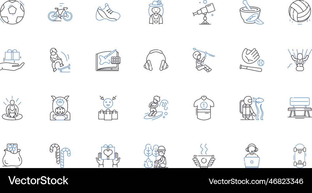 Fun line icons collection playful amusing happy Vector Image