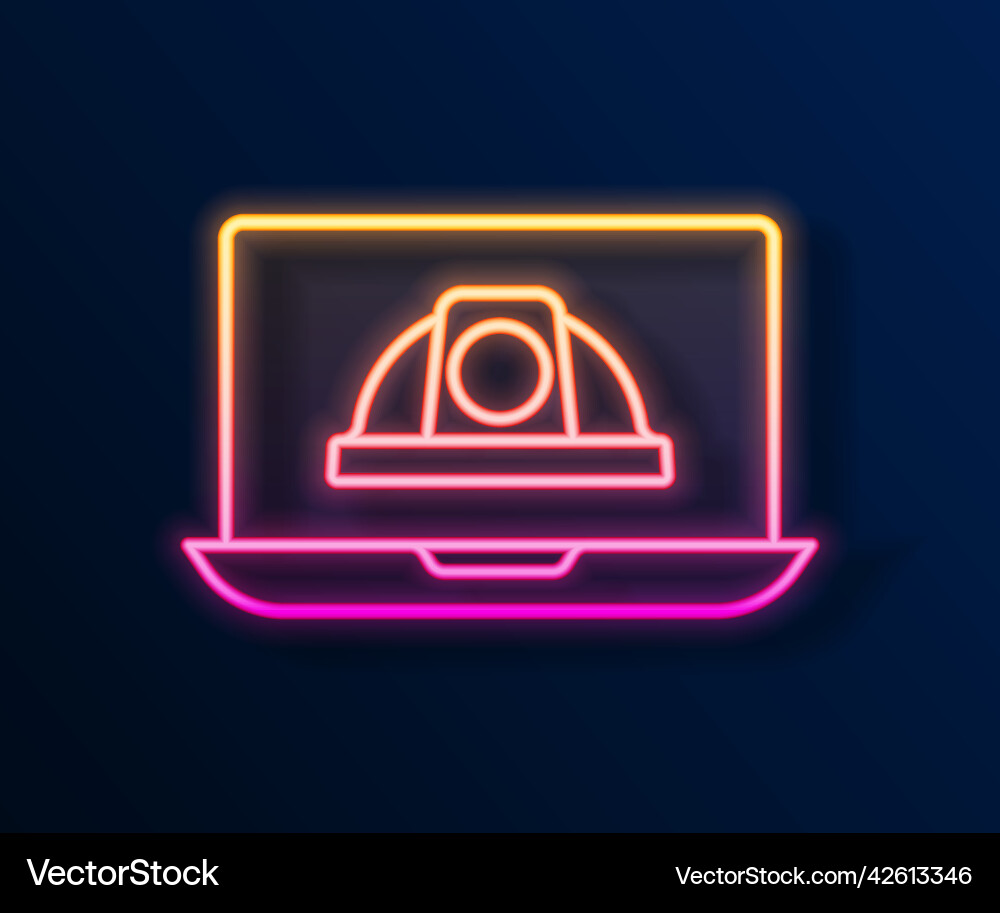 Glowing neon line worker safety helmet icon Vector Image