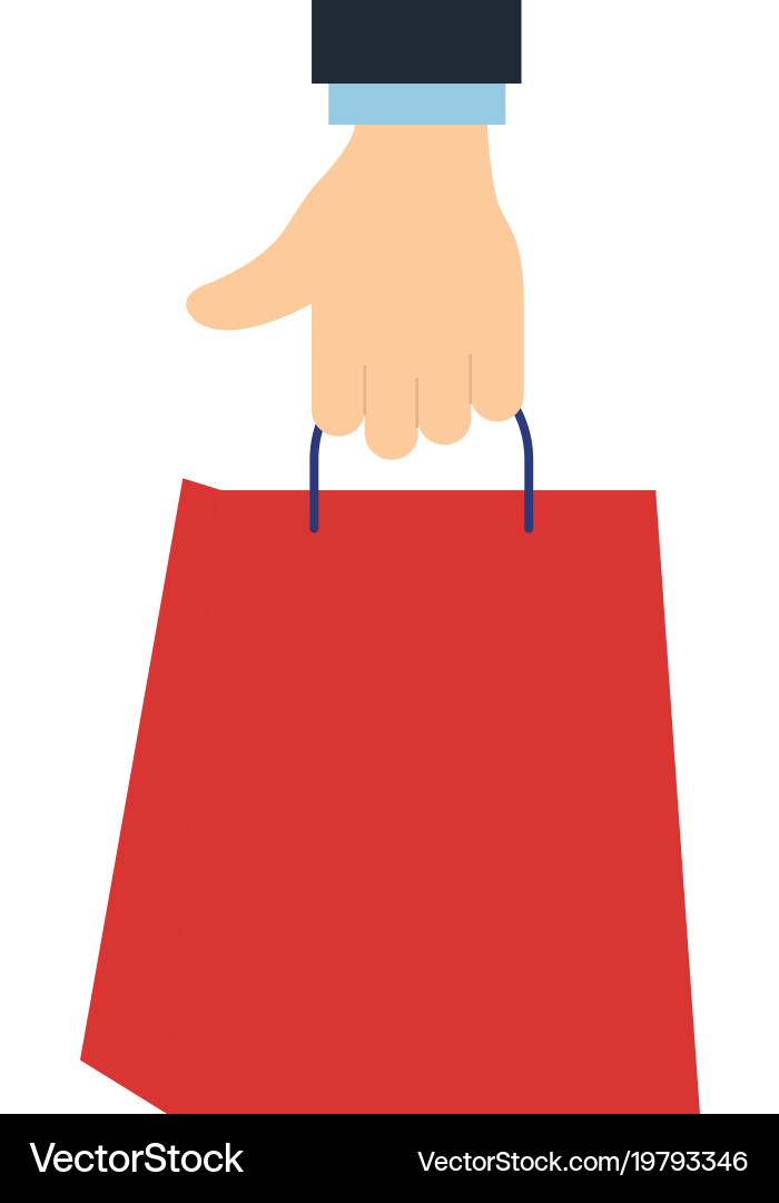 Hand with shopping bag isolated icon Royalty Free Vector