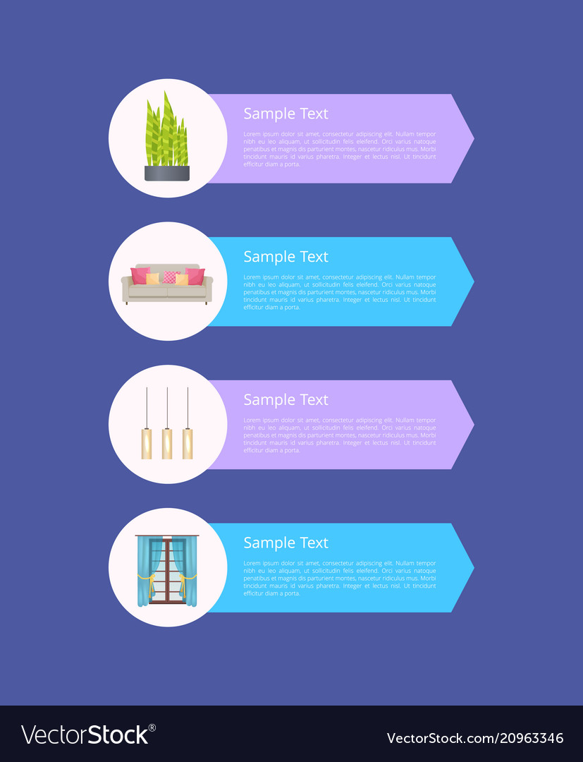 Modern interior design elements with sample text Vector Image