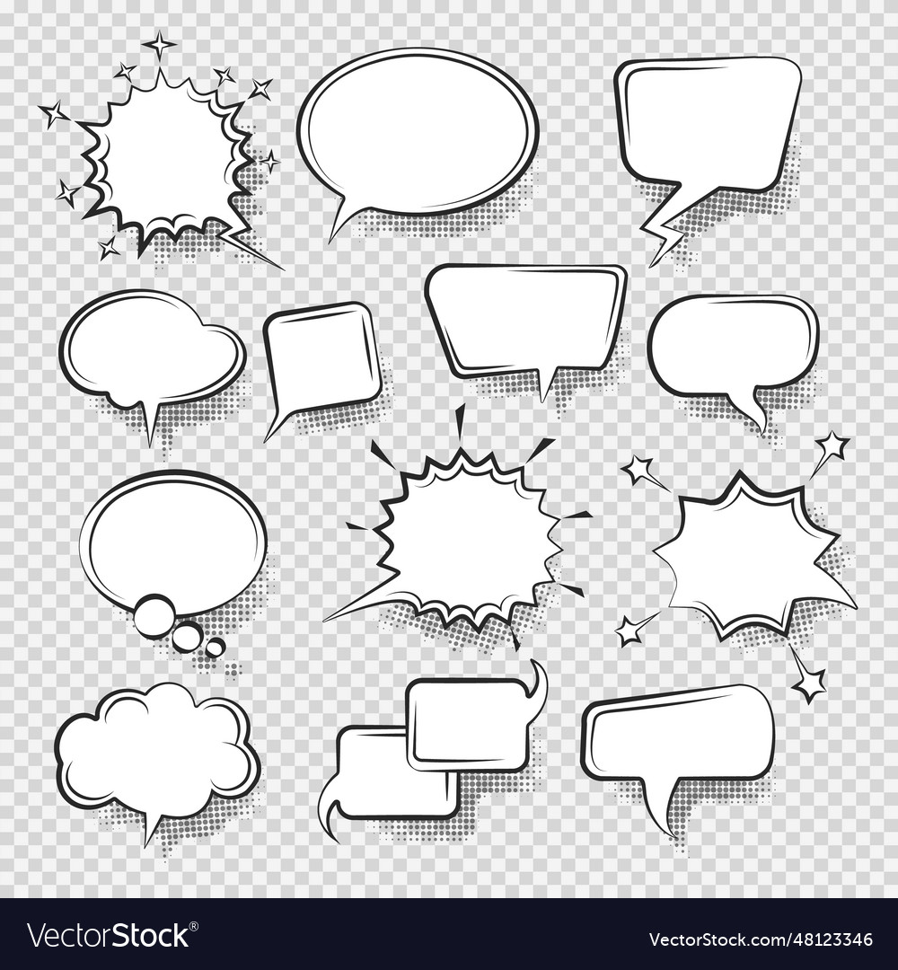 Retro comic speak bubbles Royalty Free Vector Image