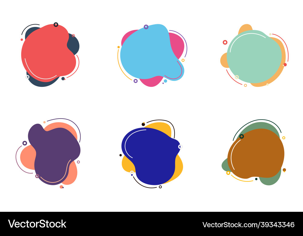 Set of abstract colorful fluid or liquid elements Vector Image