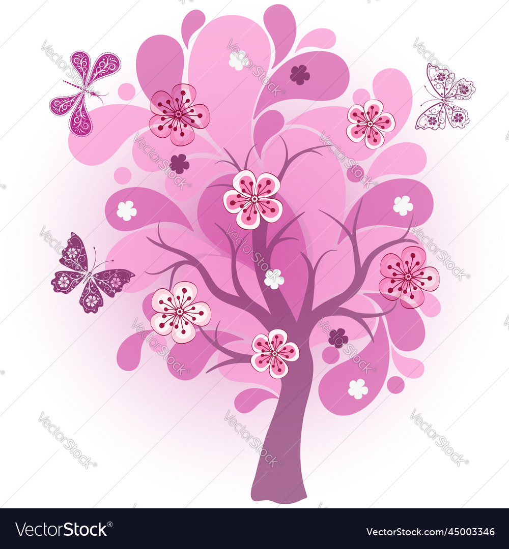 Spring blossoming cherry tree Royalty Free Vector Image