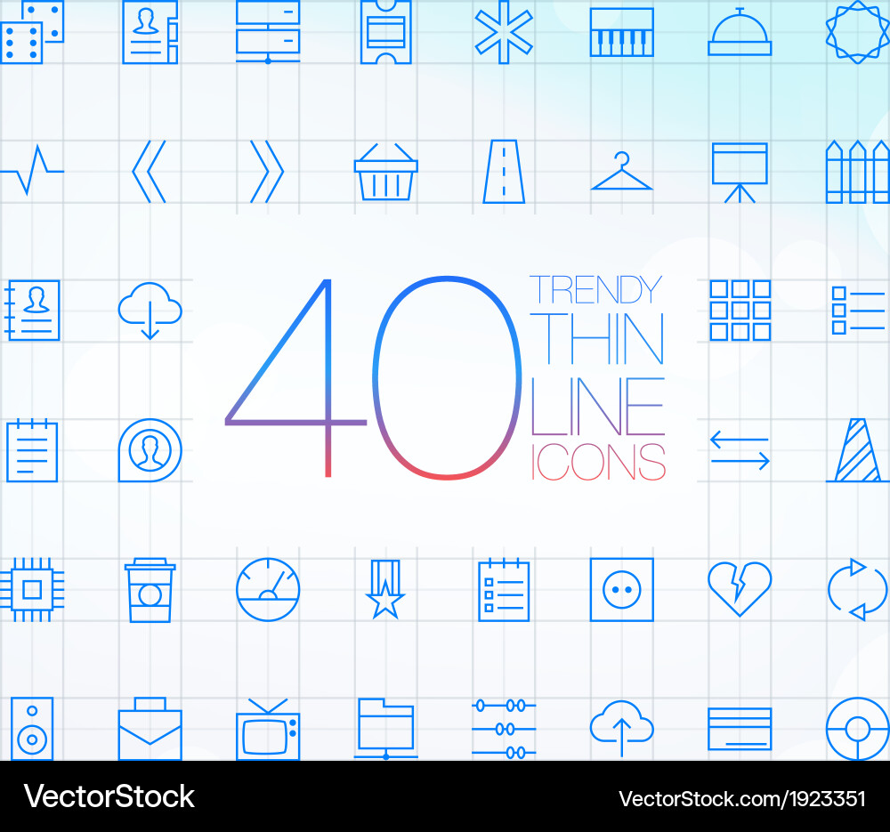40 trendy thin icons for web and mobile set 6 Vector Image