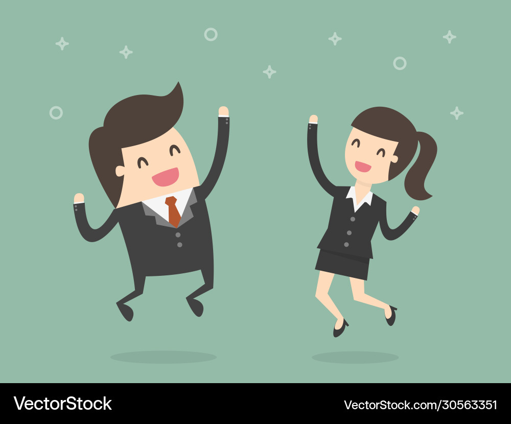 Happy businesspeople jumping Royalty Free Vector Image