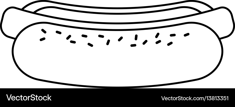 Hot dog fast food thin line Royalty Free Vector Image
