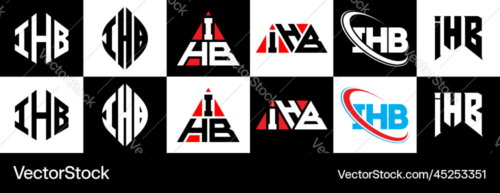 Ihb letter logo design in six style polygon Vector Image