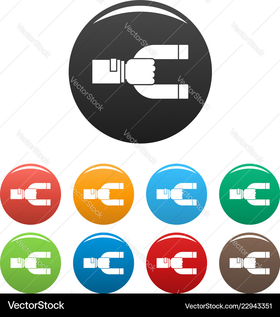 Magnet customer retention icons set color Vector Image