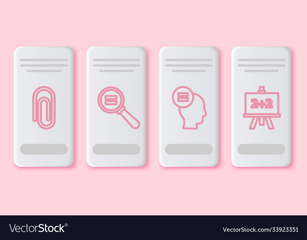 Set Line Book With Word Mathematics Paper Clip Vector Image