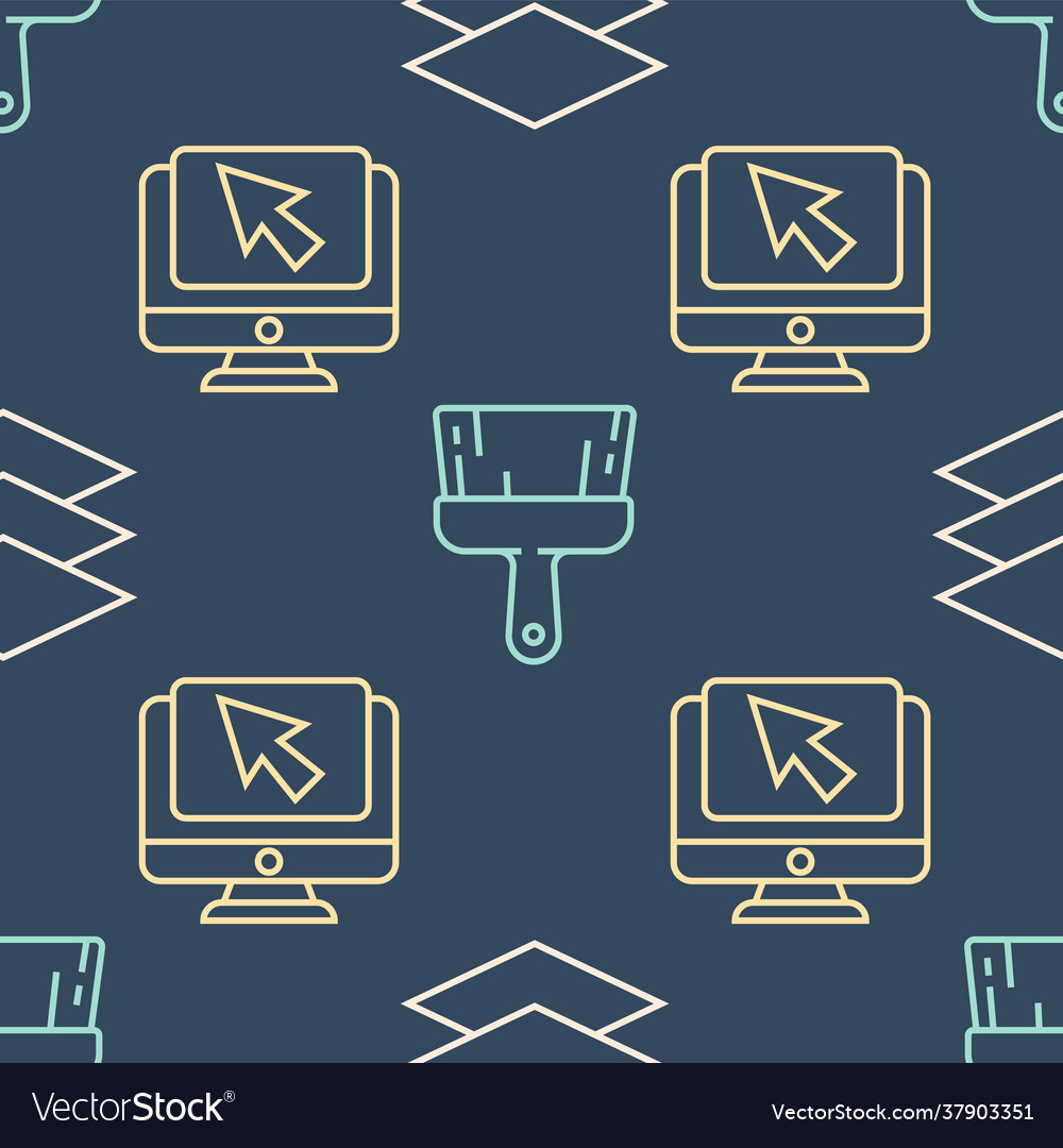 Set line layers computer monitor and cursor Vector Image Set line layers computer monitor and cursor Vector Image