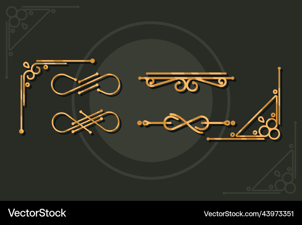 Set of gold ornaments Royalty Free Vector Image