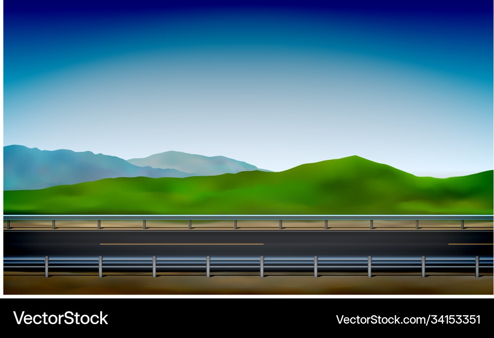 Side view a road with a crash barrier roadside Vector Image