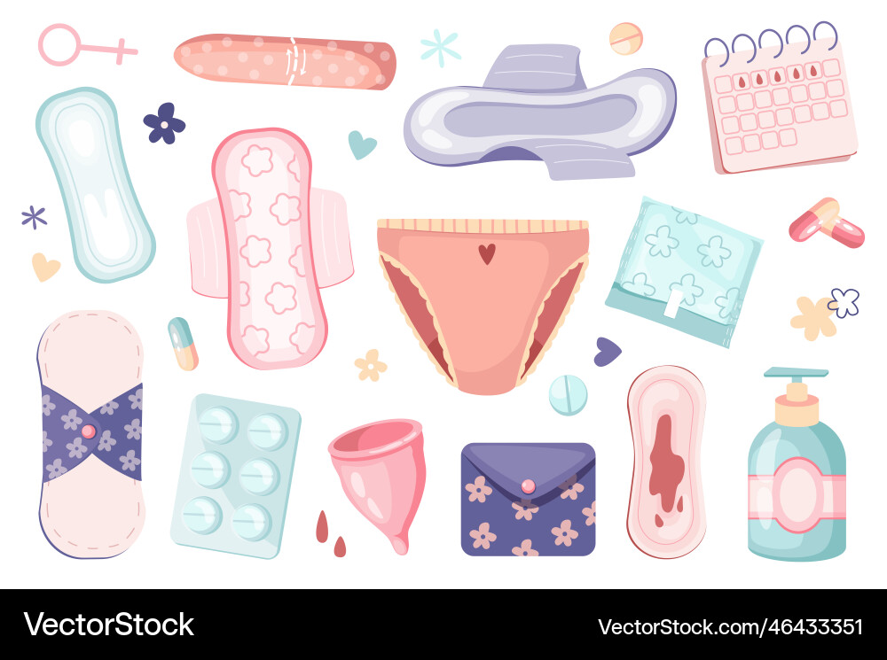 Women period set graphic elements in flat design Vector Image