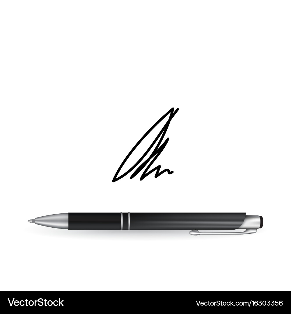Ball pen ans signature Royalty Free Vector Image
