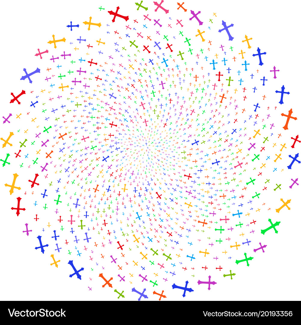 Christian cross centrifugal spheric cluster Vector Image