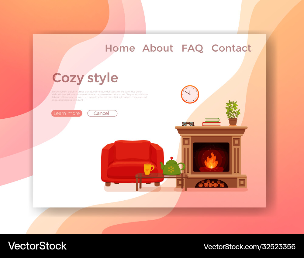 Colorful cozy interior warm bright winter Vector Image