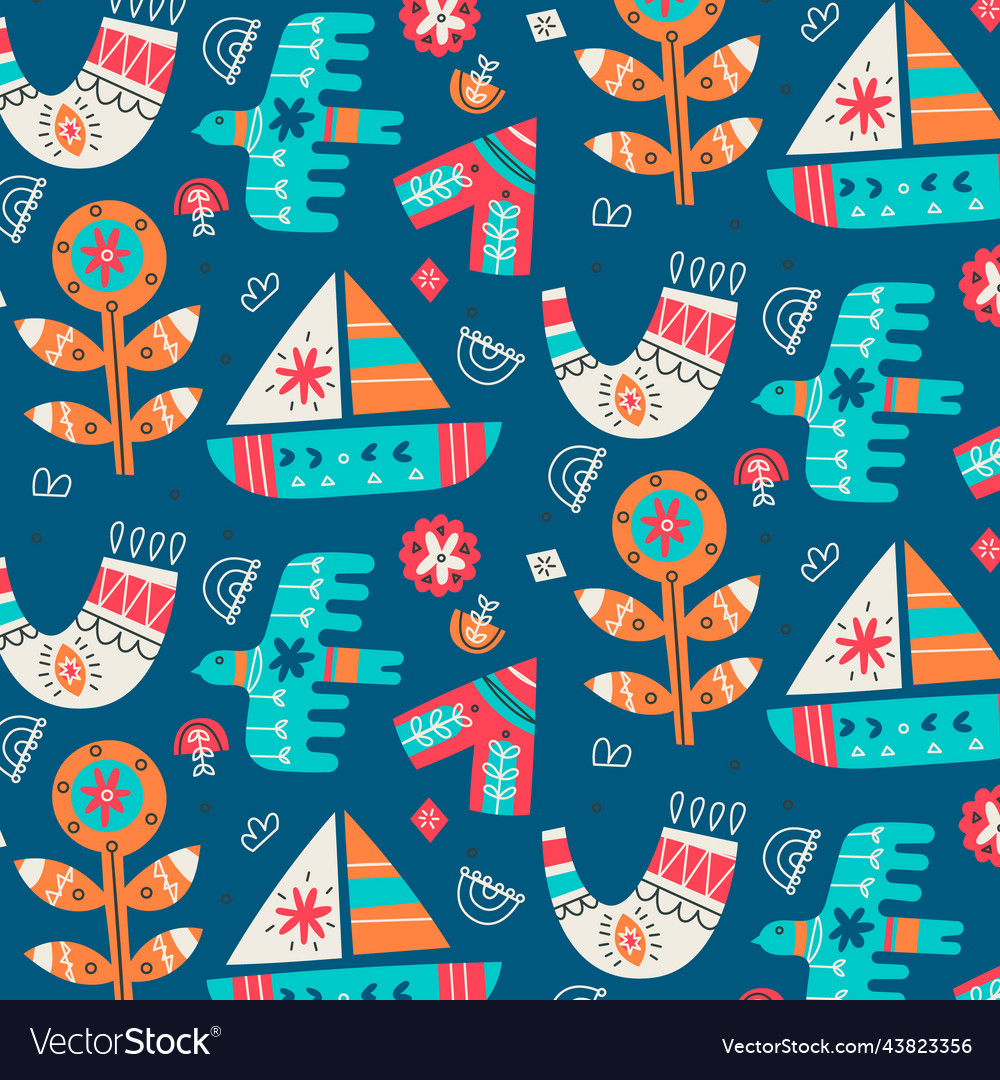 Flat design nordic pattern Royalty Free Vector Image