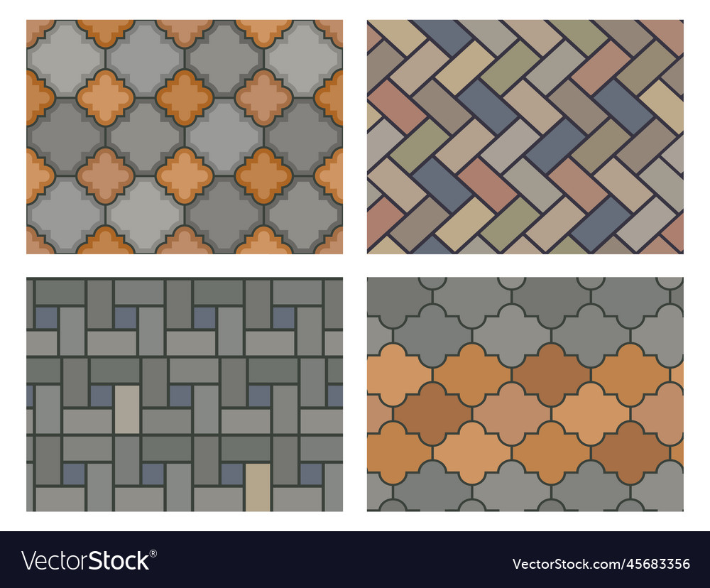 Floor Tiles Set Decorative Geometric Color Vector Image