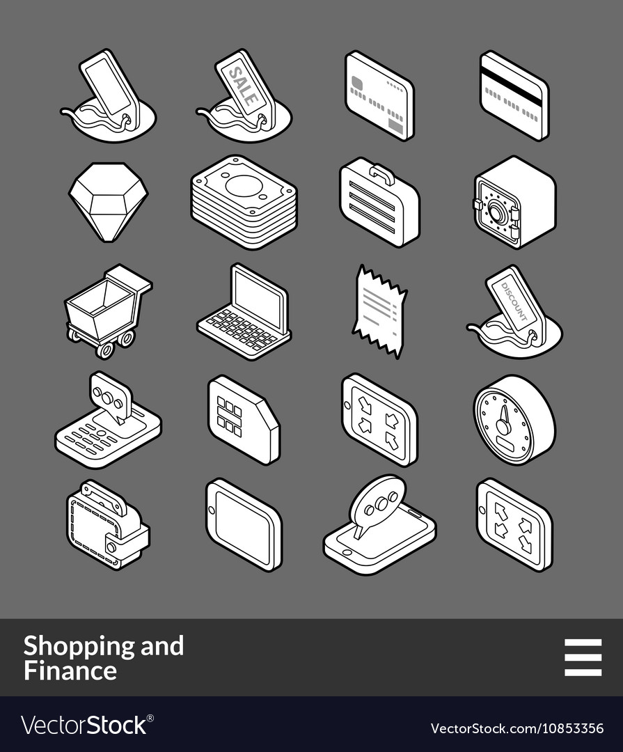 Isometric outline icons set Royalty Free Vector Image
