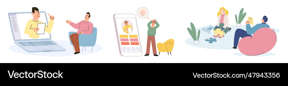 Online psychological help service psychotherapy Vector Image