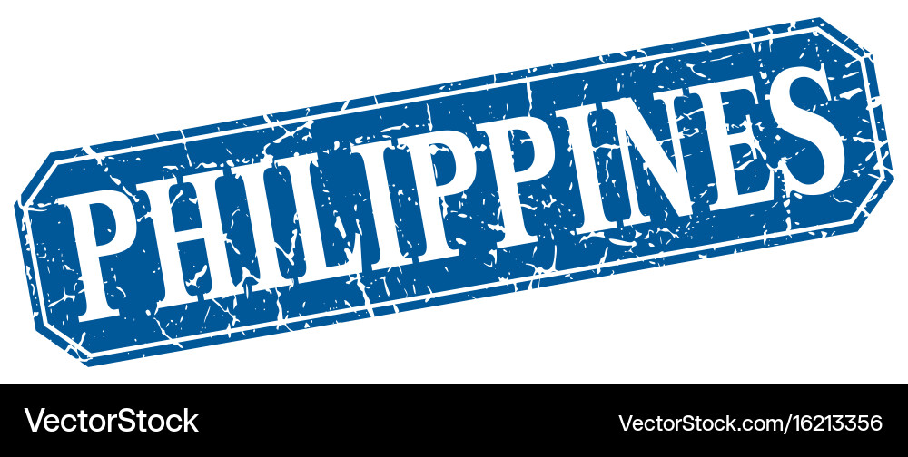 Philippines blue square grunge retro style sign Vector Image