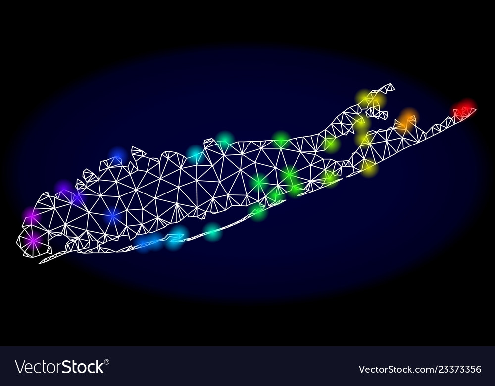 Polygonal network mesh map long island Royalty Free Vector