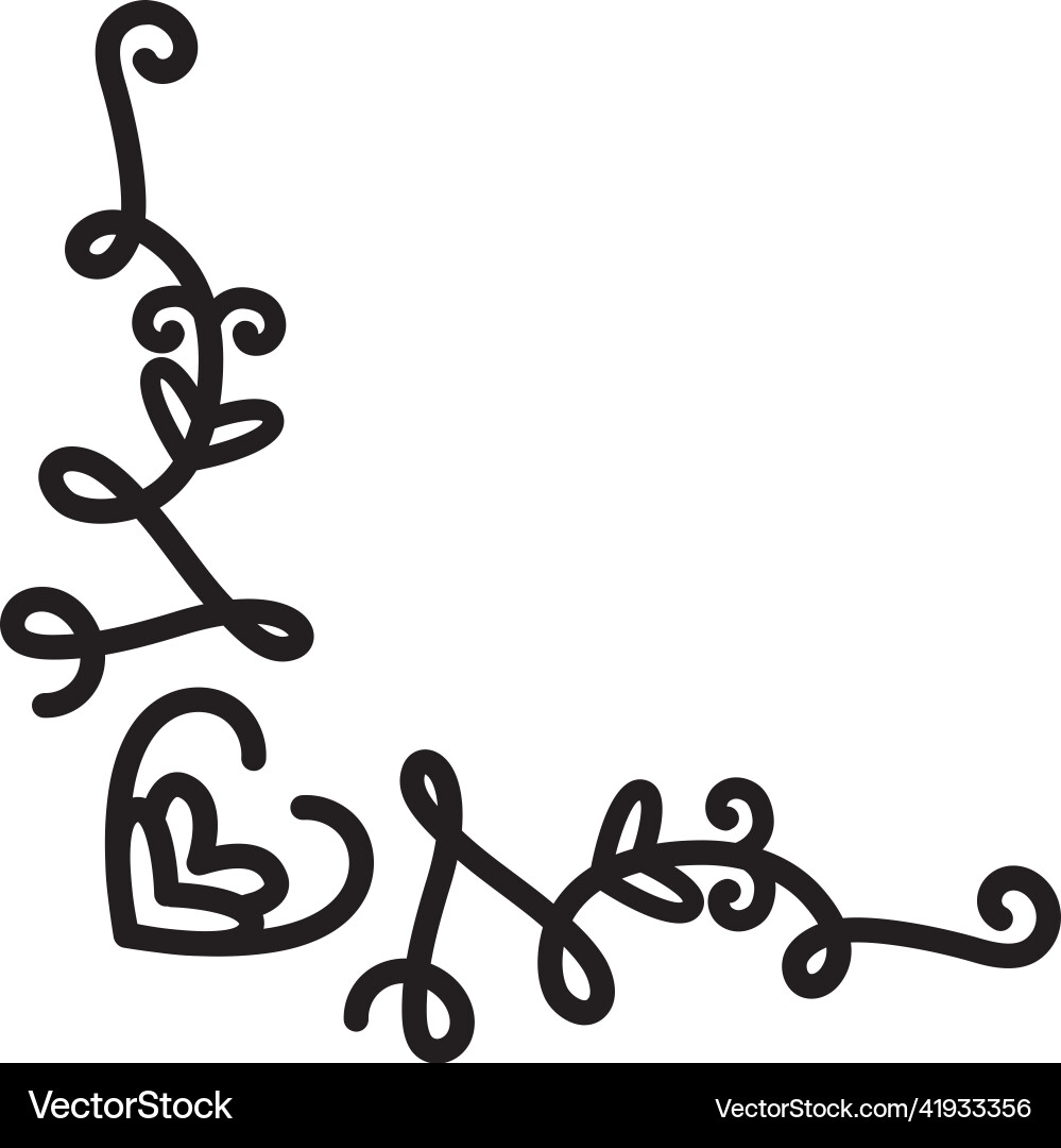 Romantic corner decoration doodle heart ornament Vector Image