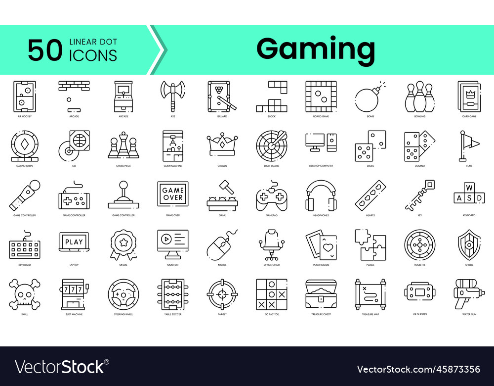 Set of gaming icons line art style icons bundle Vector Image