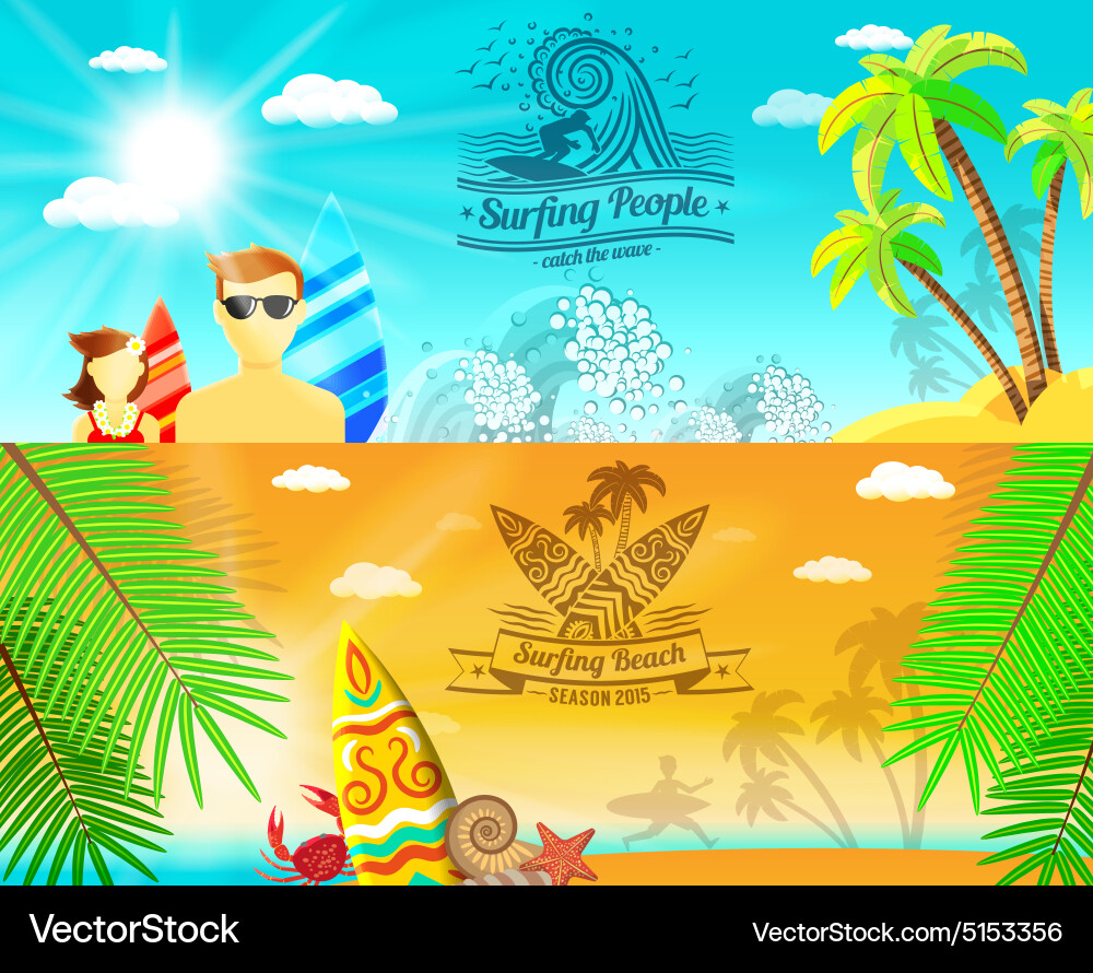 Surf banner horizontal Royalty Free Vector Image