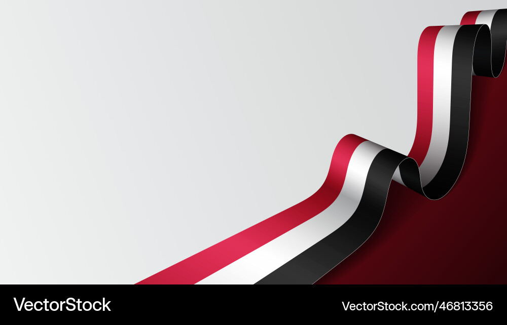 Yemen ribbon flag background Royalty Free Vector Image